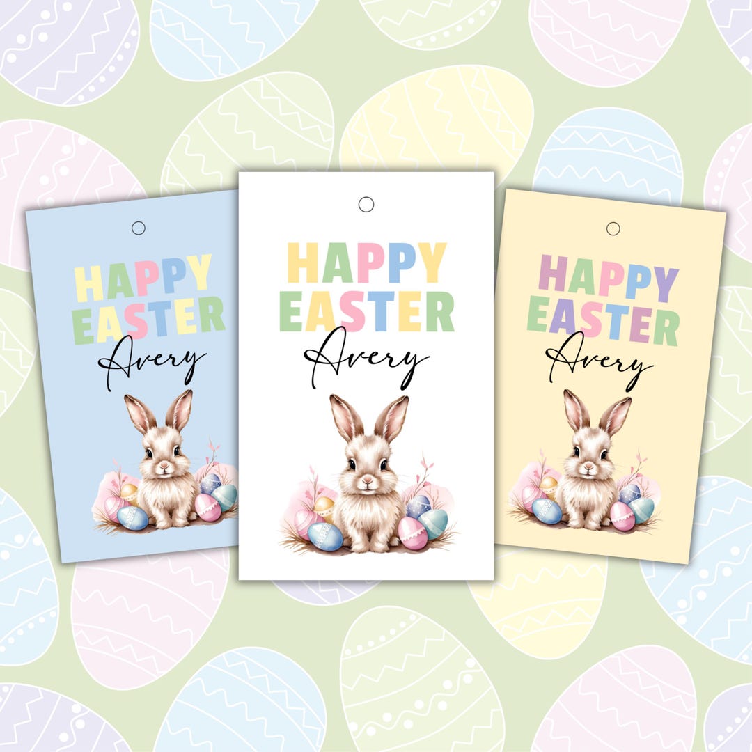 Easter Basket Name Tag Printable, Personalized Easter Tags, Editable ...