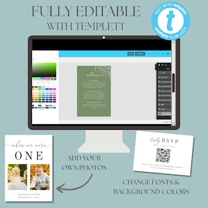 Modern Menu and Thank You Card, Editable Wedding Menu Template ...