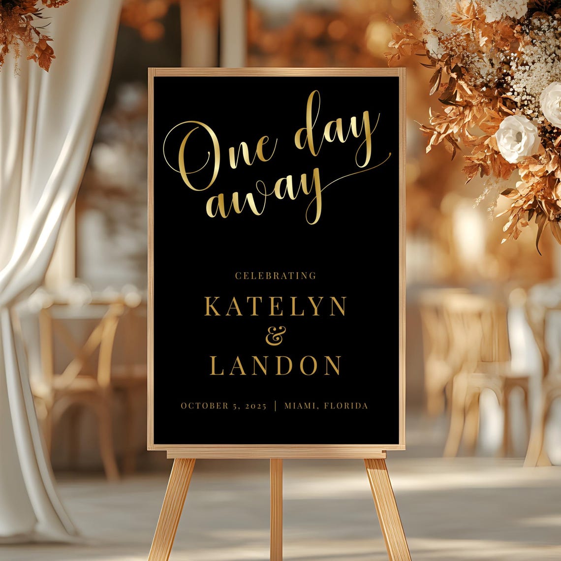 Minimalist Rehearsal Dinner Welcome Sign, Black and Gold Wedding ...