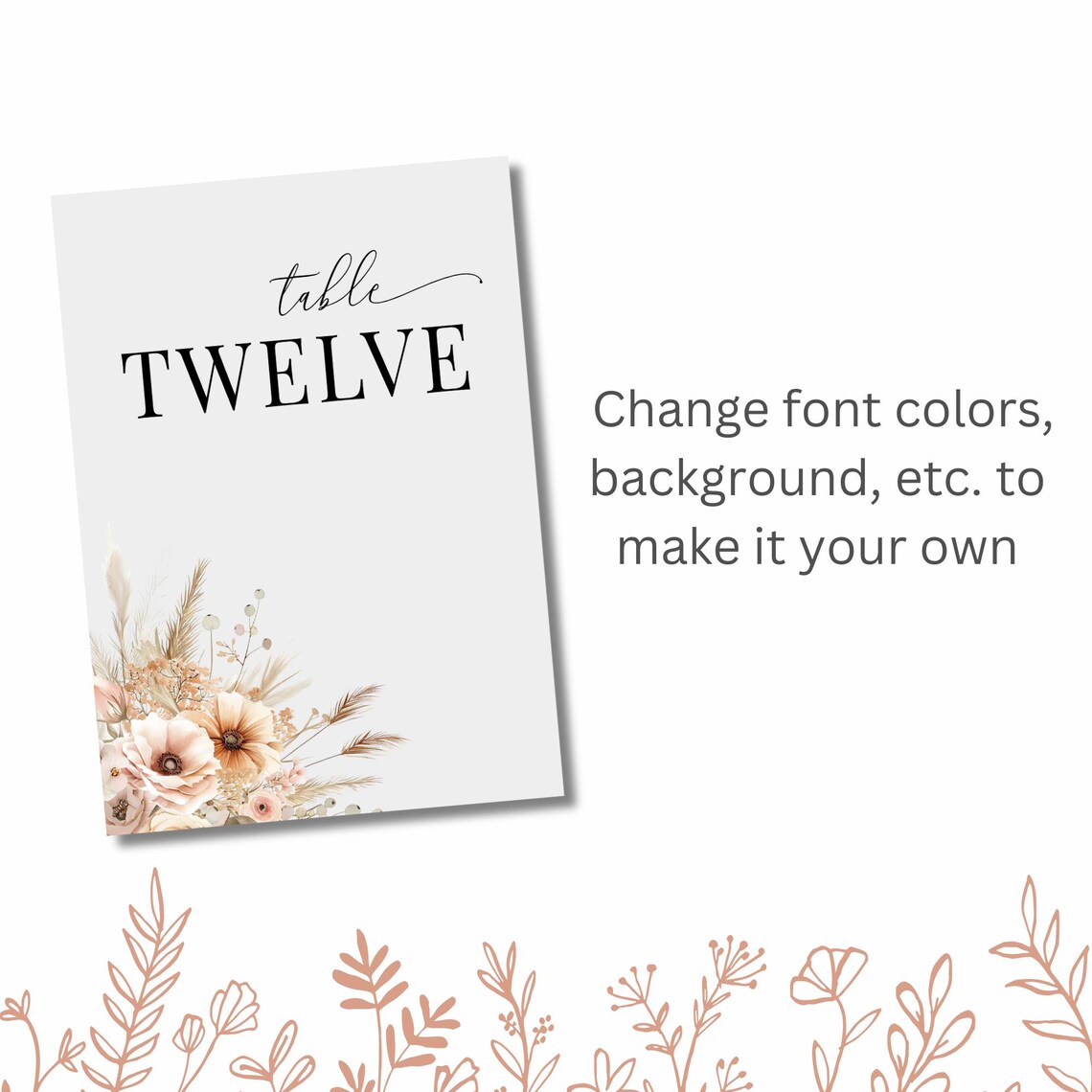 Table Numbers Cards, Boho Wedding Table Number, Rustic Table Numbers ...