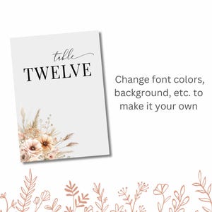 Table Numbers Cards, Boho Wedding Table Number, Rustic Table Numbers ...