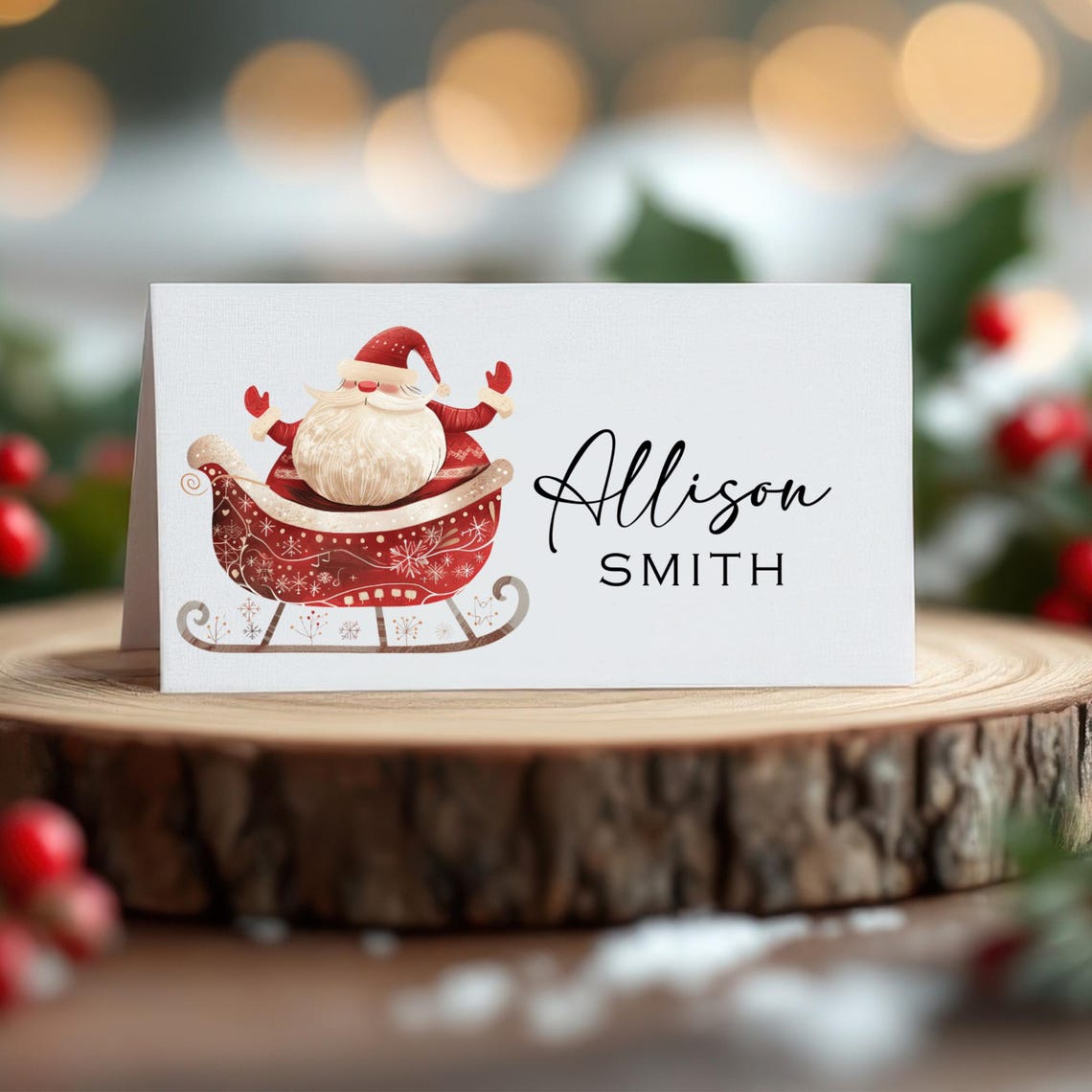 Printable Christmas Name Card, Place Cards Template, Folded Place Cards ...