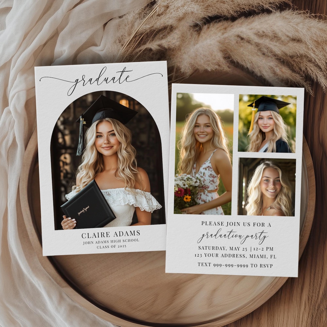 Modern Graduation Announcement Card, Printable Grad Announcement ...