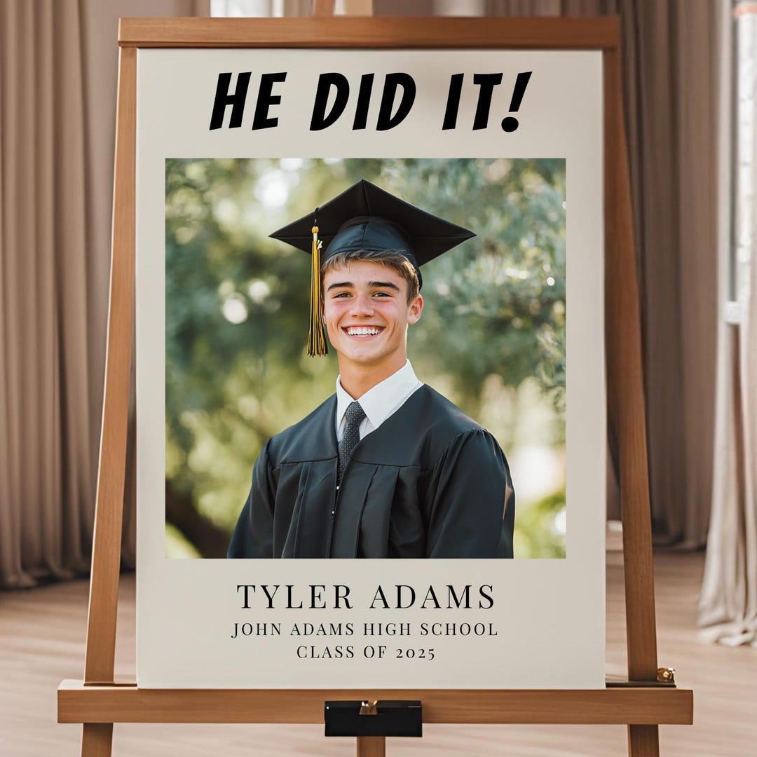 Graduation Welcome Sign Boy, Customizable Photo Template for Graduation ...