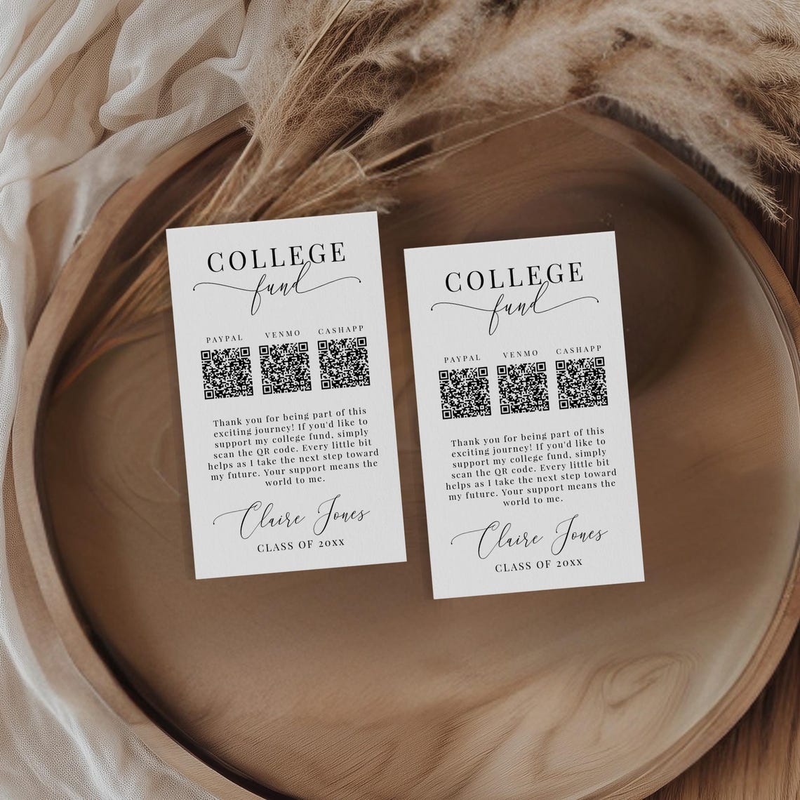 Graduation Party Insert Card With College Fund QR Code, Editable ...