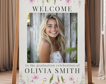 Joint Graduation Party Welcome Sign, Editable Grad Template, Custom ...