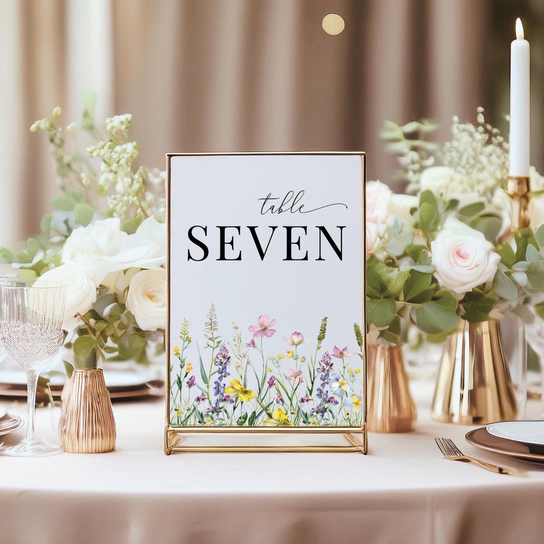 Printable Table Numbers, Bridal Shower Table Numbers, Wildflower ...