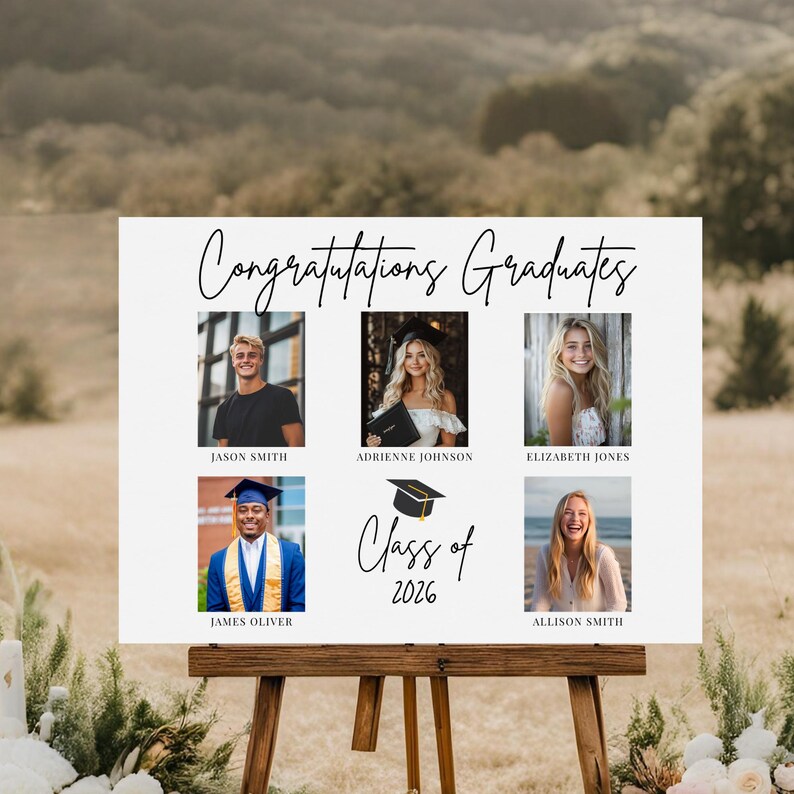 Personalized Graduation Welcome Sign With 5 Photos | Class of 2026 ...