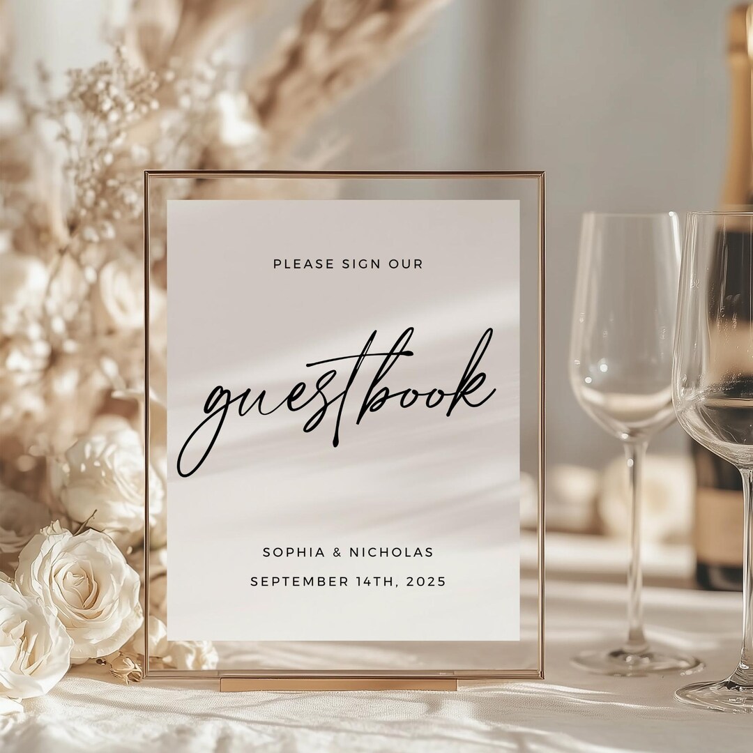 Please Sign Our Guestbook Sign, Modern Minimalist Wedding Deco ...