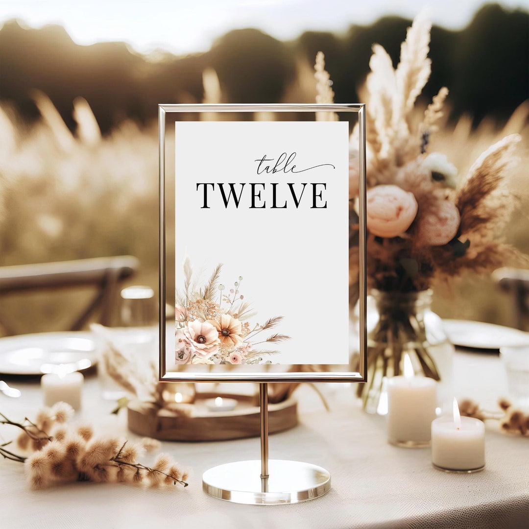 Table Numbers Cards, Boho Wedding Table Number, Rustic Table Numbers ...