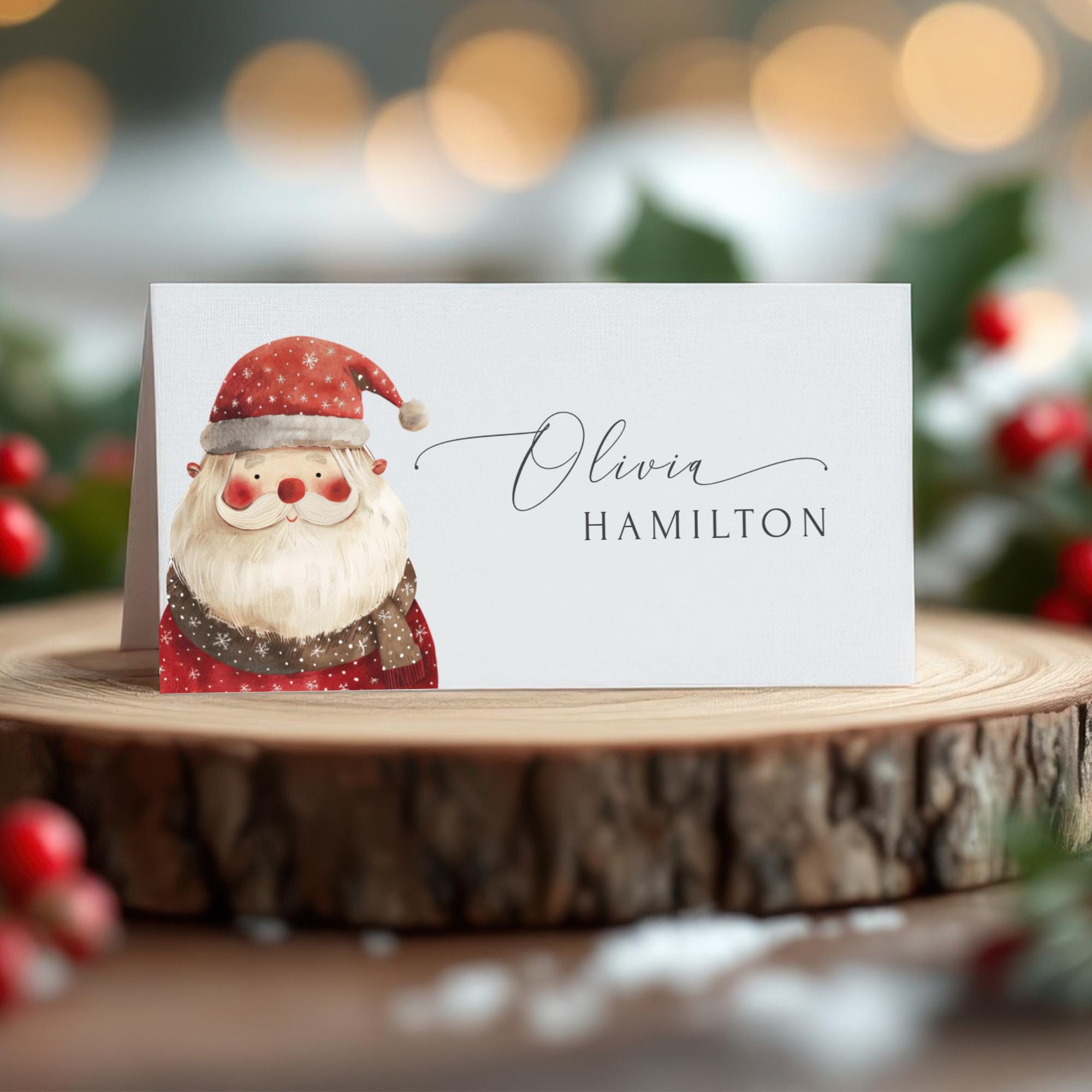 Printable Christmas Name Card, Place Cards Template, Folded Place Cards ...