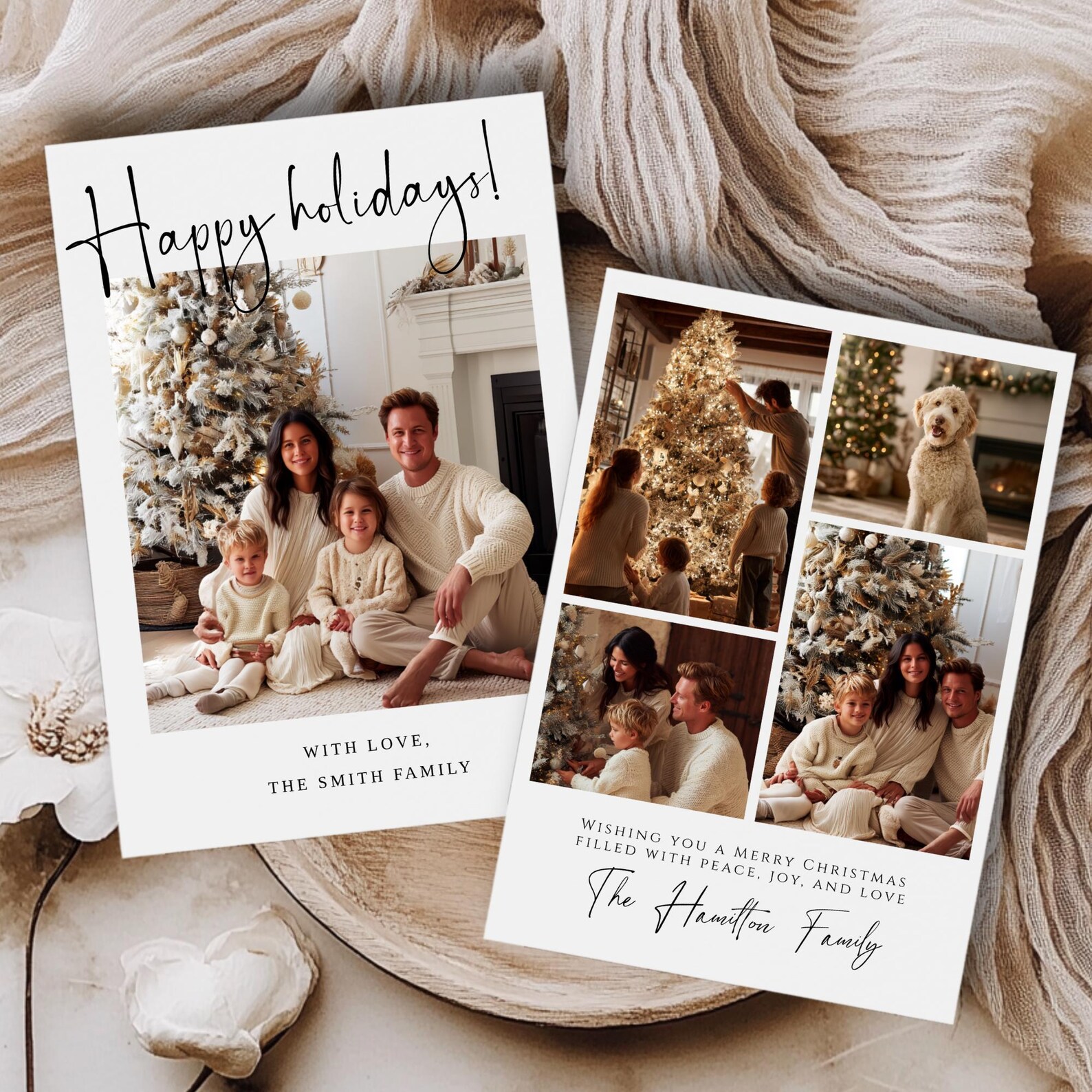 Modern Minimalist Photo Holiday Card Template, Printable Simple ...