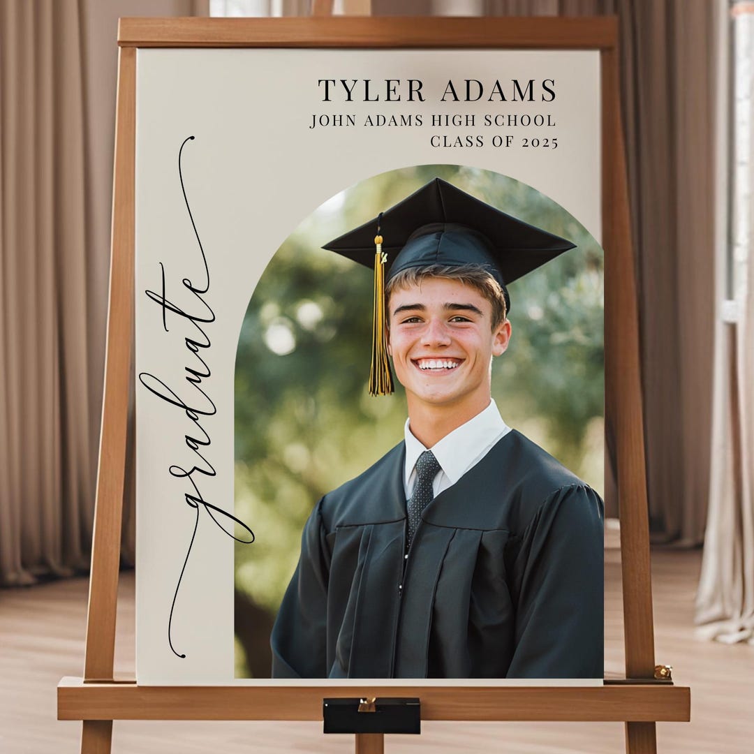 Graduation Welcome Sign Boy, Editable Photo Template for Grad Party ...