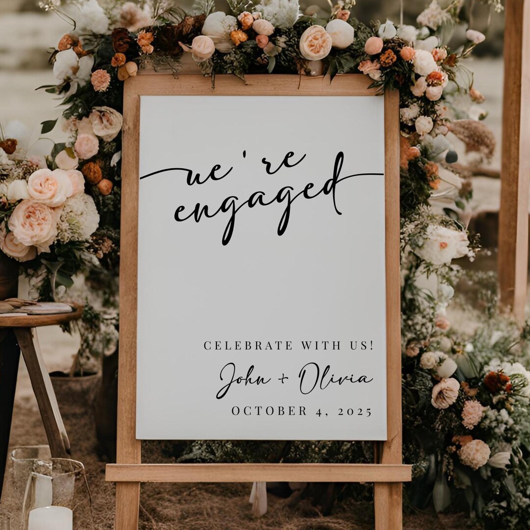 We're Engaged Welcome Sign, Engagement Party Welcome Sign, Minimalist ...