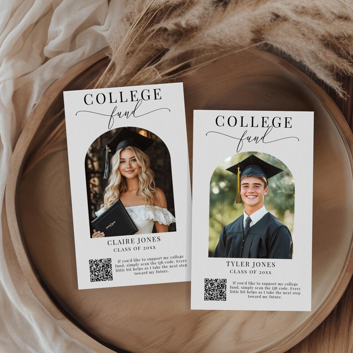 Graduation Party Insert Card With College Fund QR Code, Editable ...