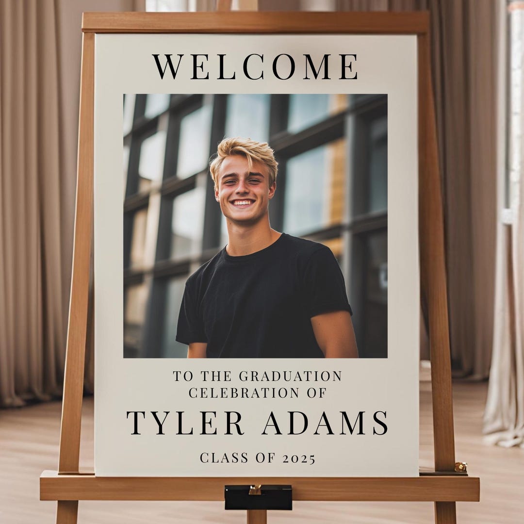 Graduation Welcome Sign Boy, Modern Editable Template for Graduation ...