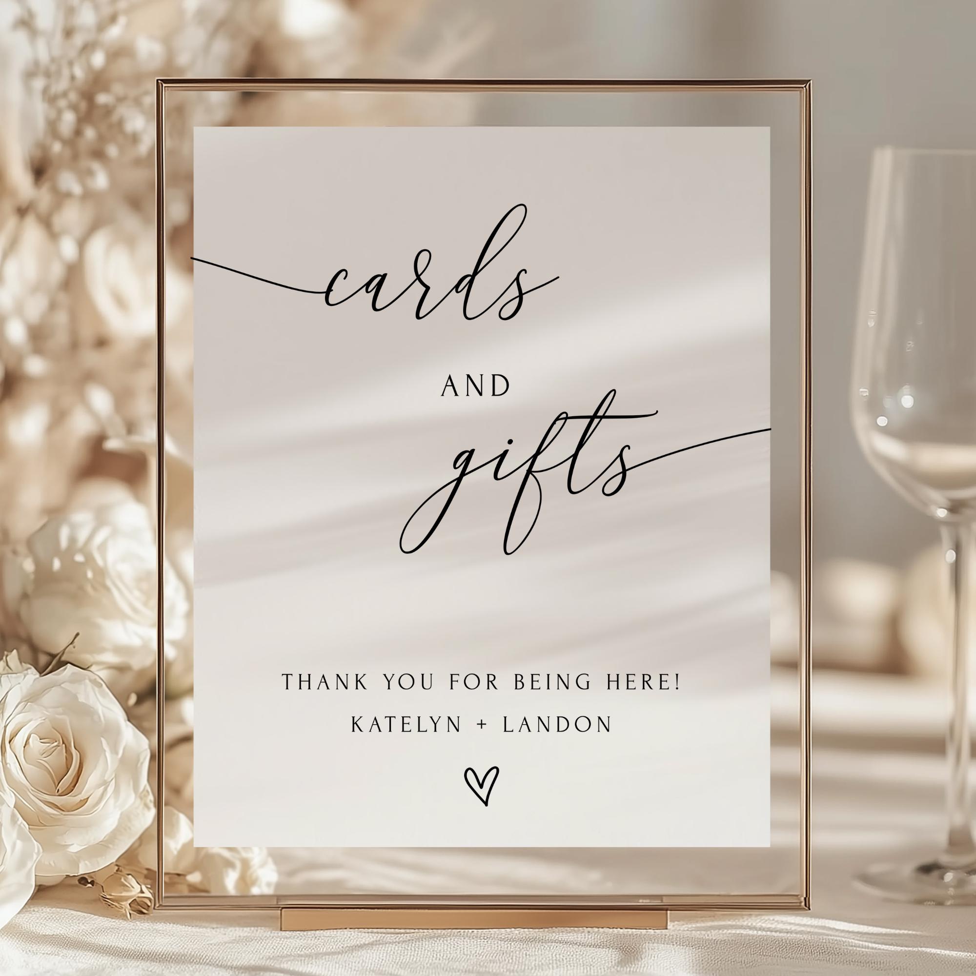 Minimalist Cards and Gifts Sign Template, Cards and Gift Sign, Bridal ...