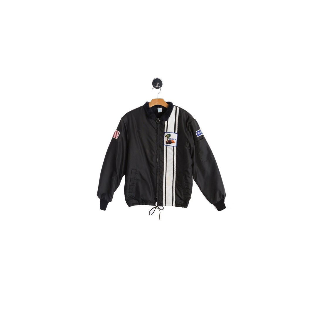 Vintage Black Nylon Racing Jacket With Cobra Patch - Etsy