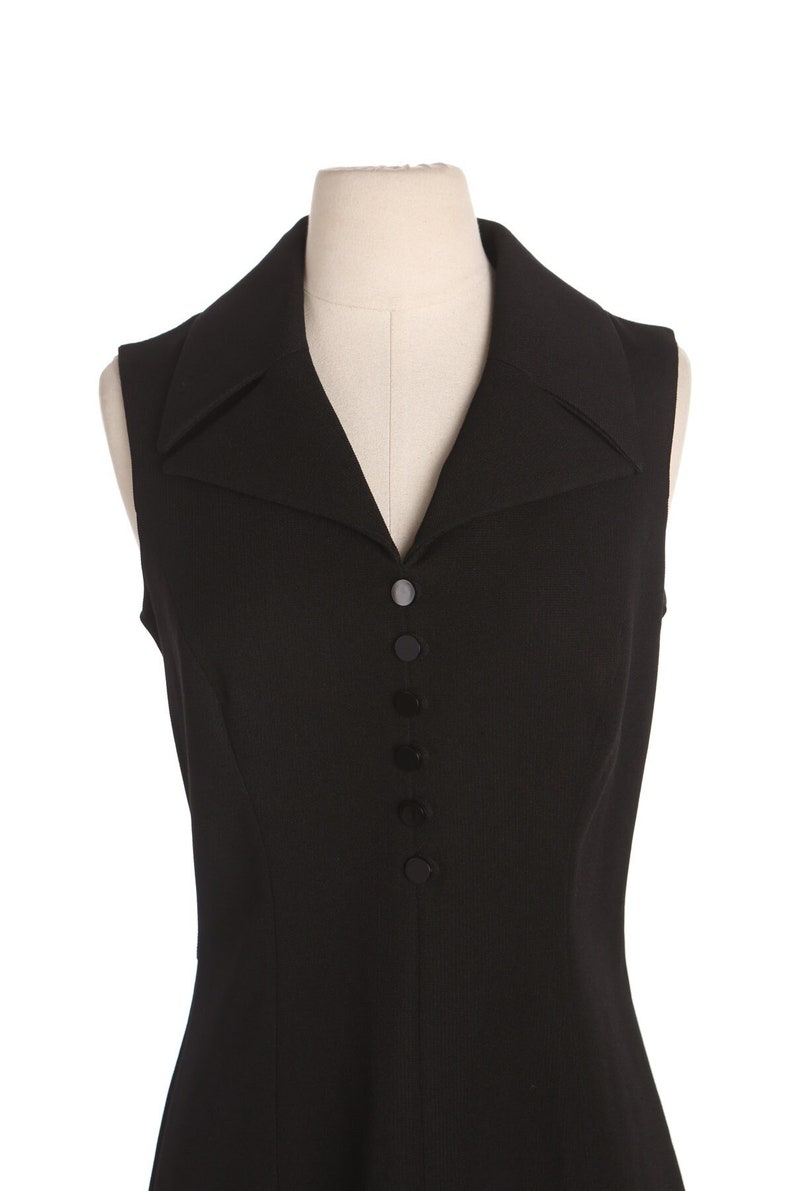 Vintage 1970s Women Black Casual Poly Dress - Etsy