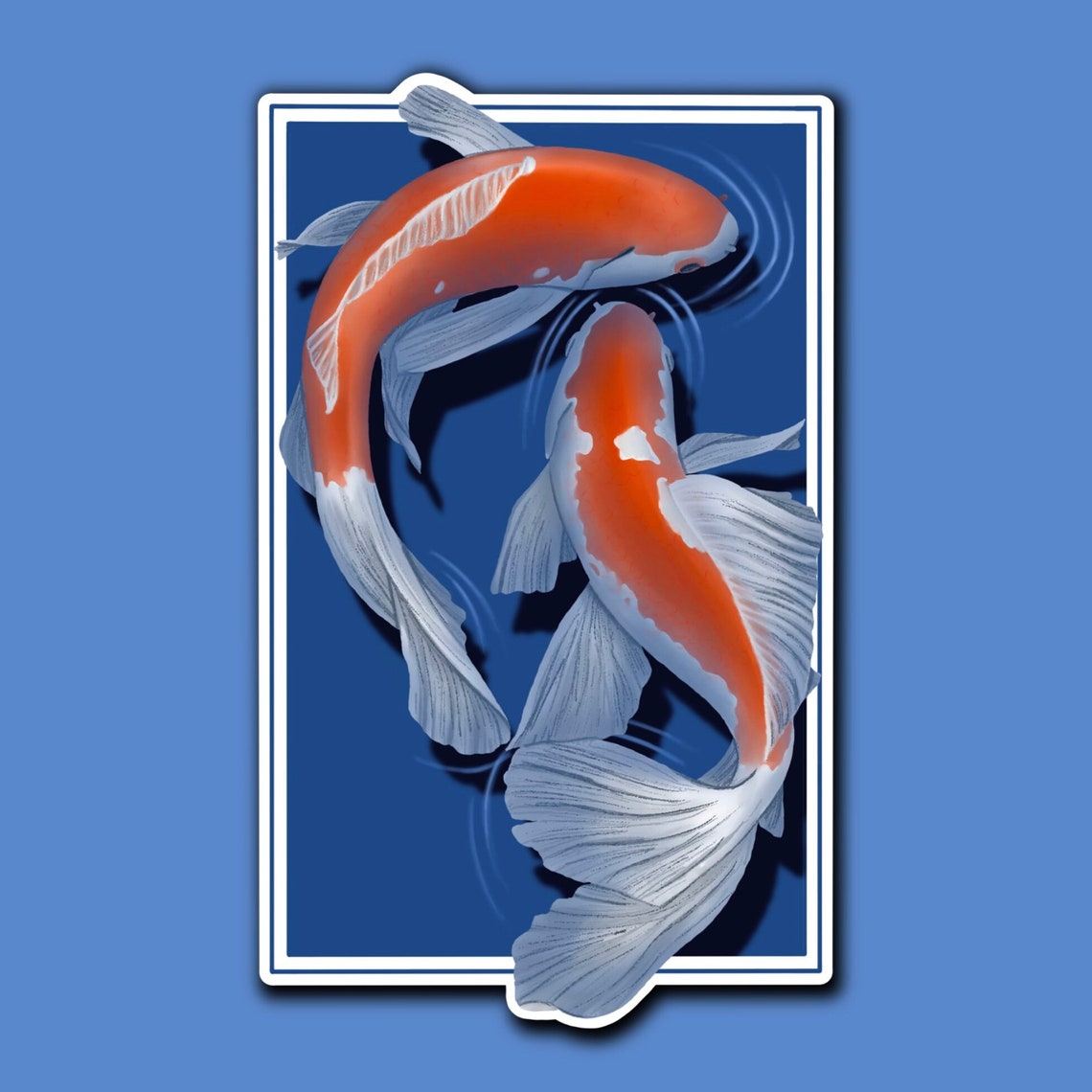 Koi Fish Sticker, Koi Fish Art, Fish Swimming Laminated Vinyl Sticker ...