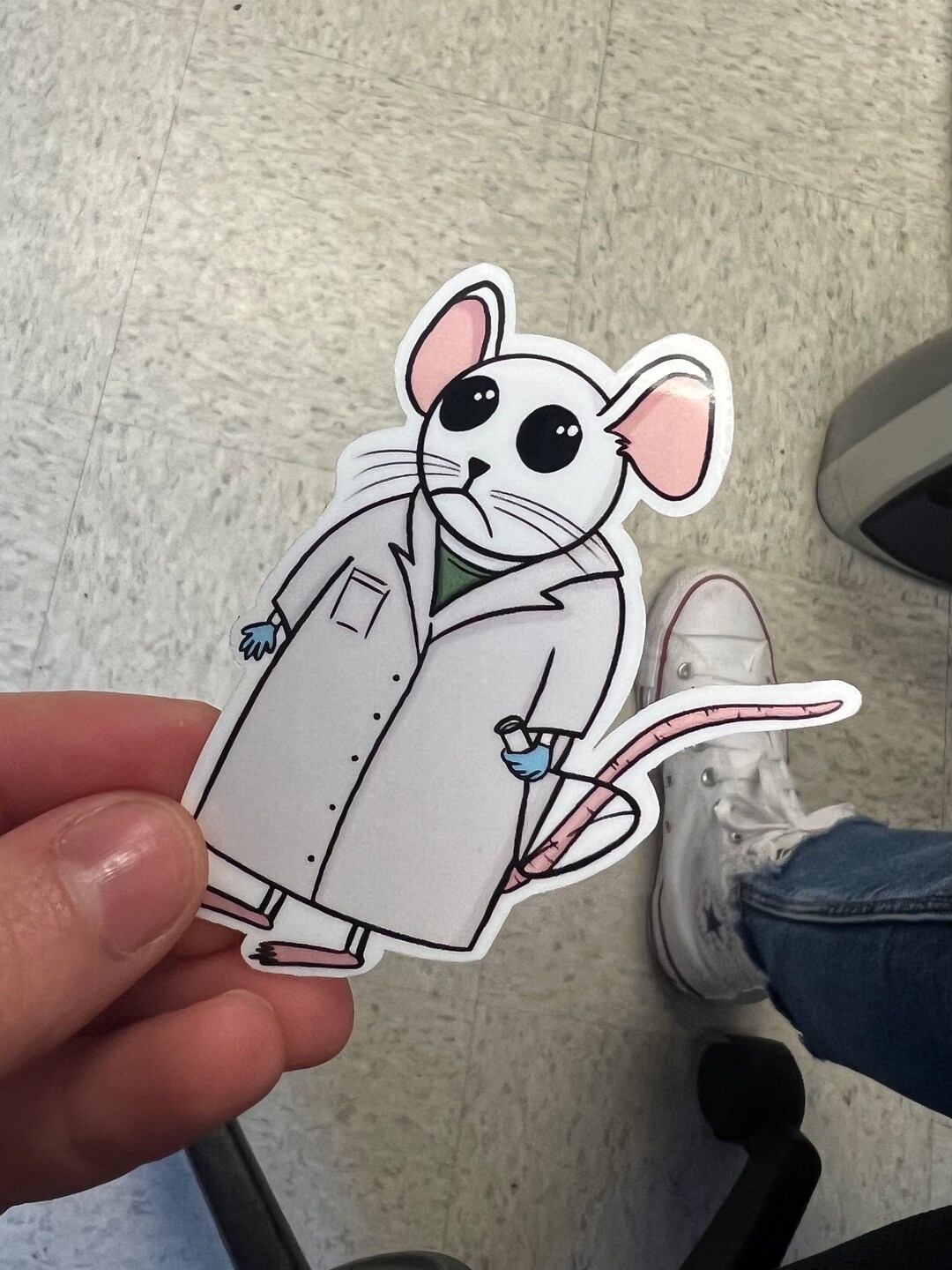 Sad Lab Mouse - Laminated Vinyl Sticker - Research - Science Sticker ...