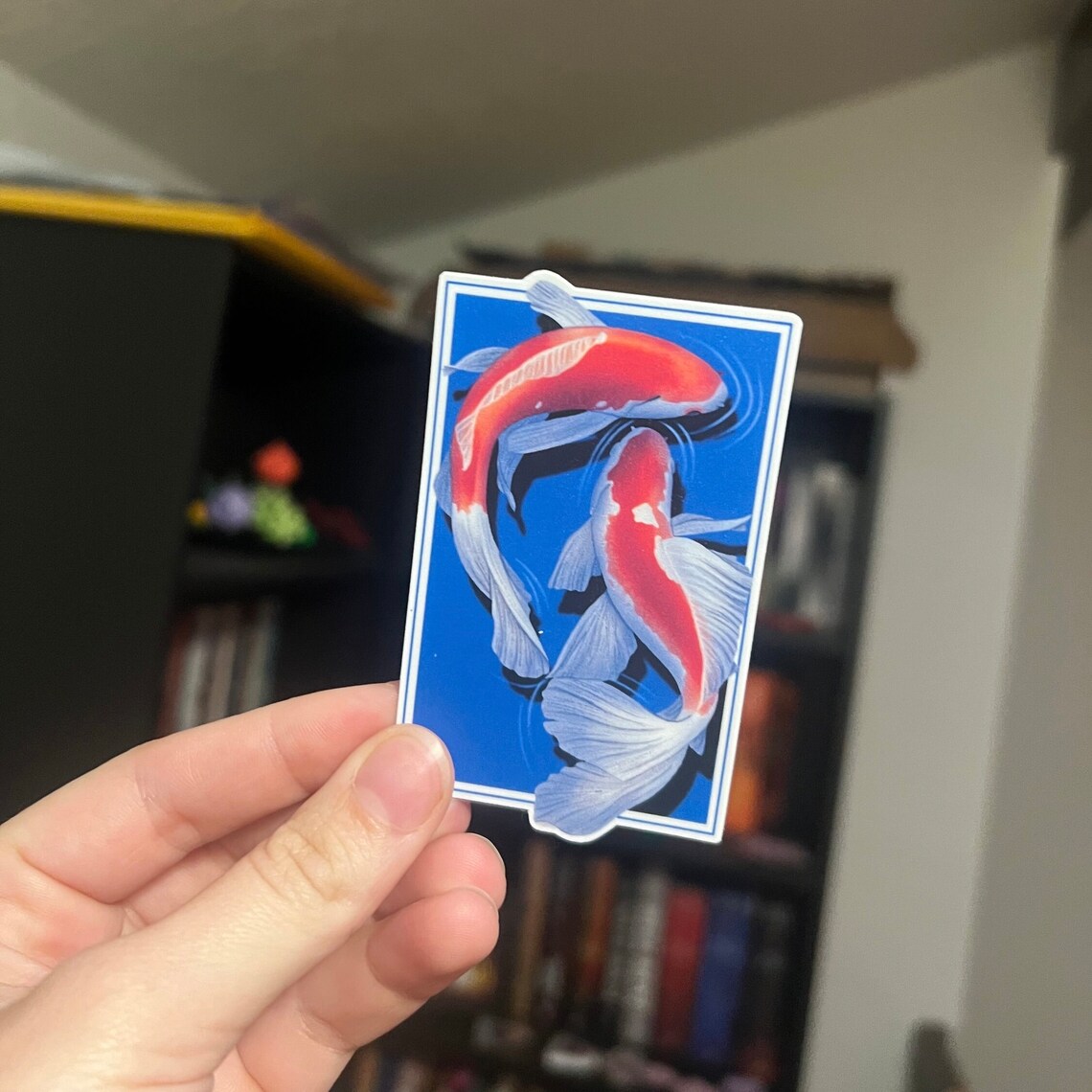 Koi Fish Sticker, Koi Fish Art, Fish Swimming Laminated Vinyl Sticker ...