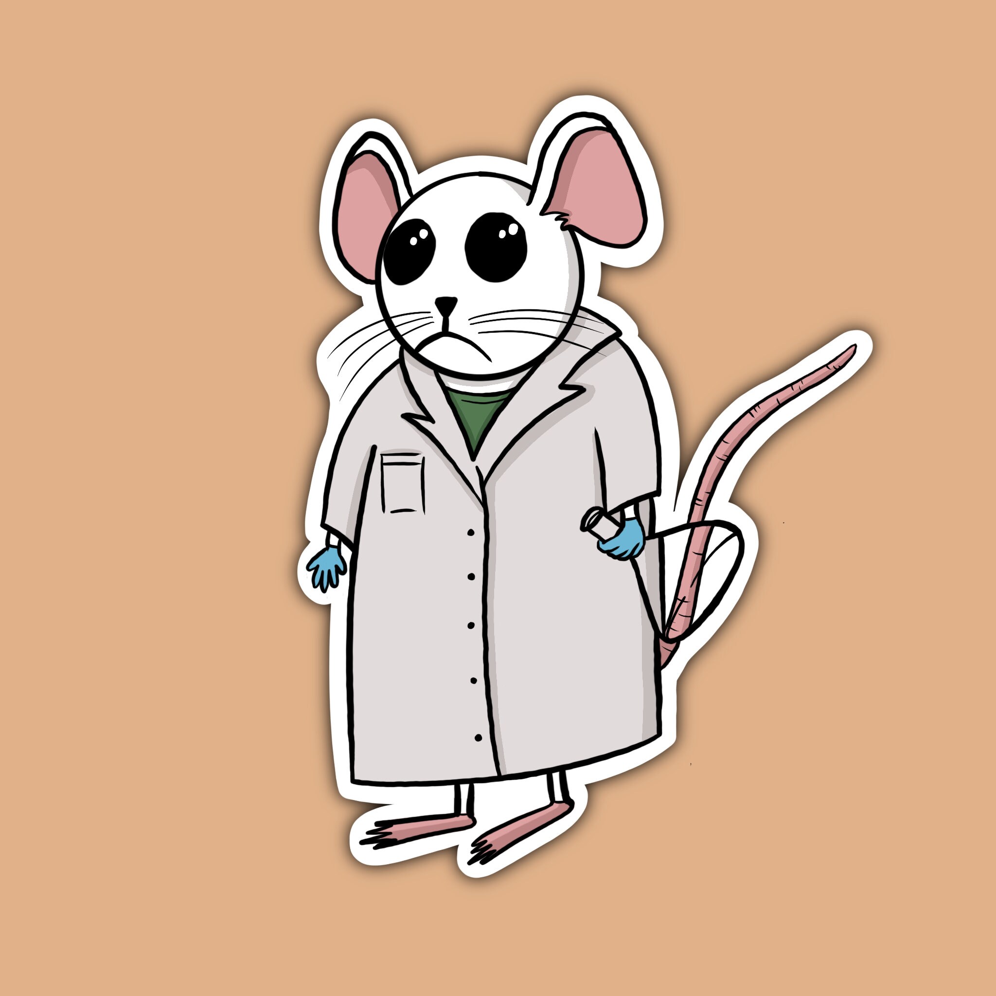 Sad Lab Mouse Laminated Vinyl Sticker Research Science Sticker Biology ...