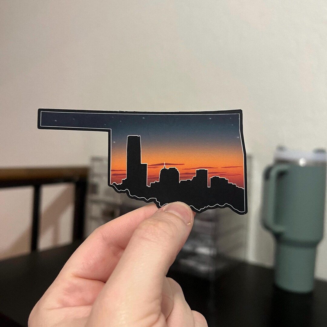 Oklahoma City Sticker - Laminated Vinyl Sticker - Hand Made - Hand ...