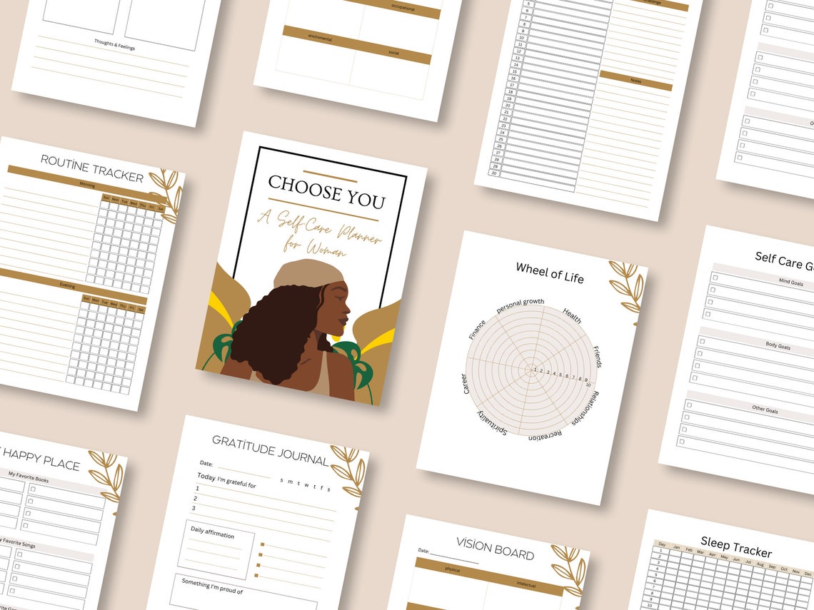 Customizable Digital Self-care Journal Template Set Choose You ...