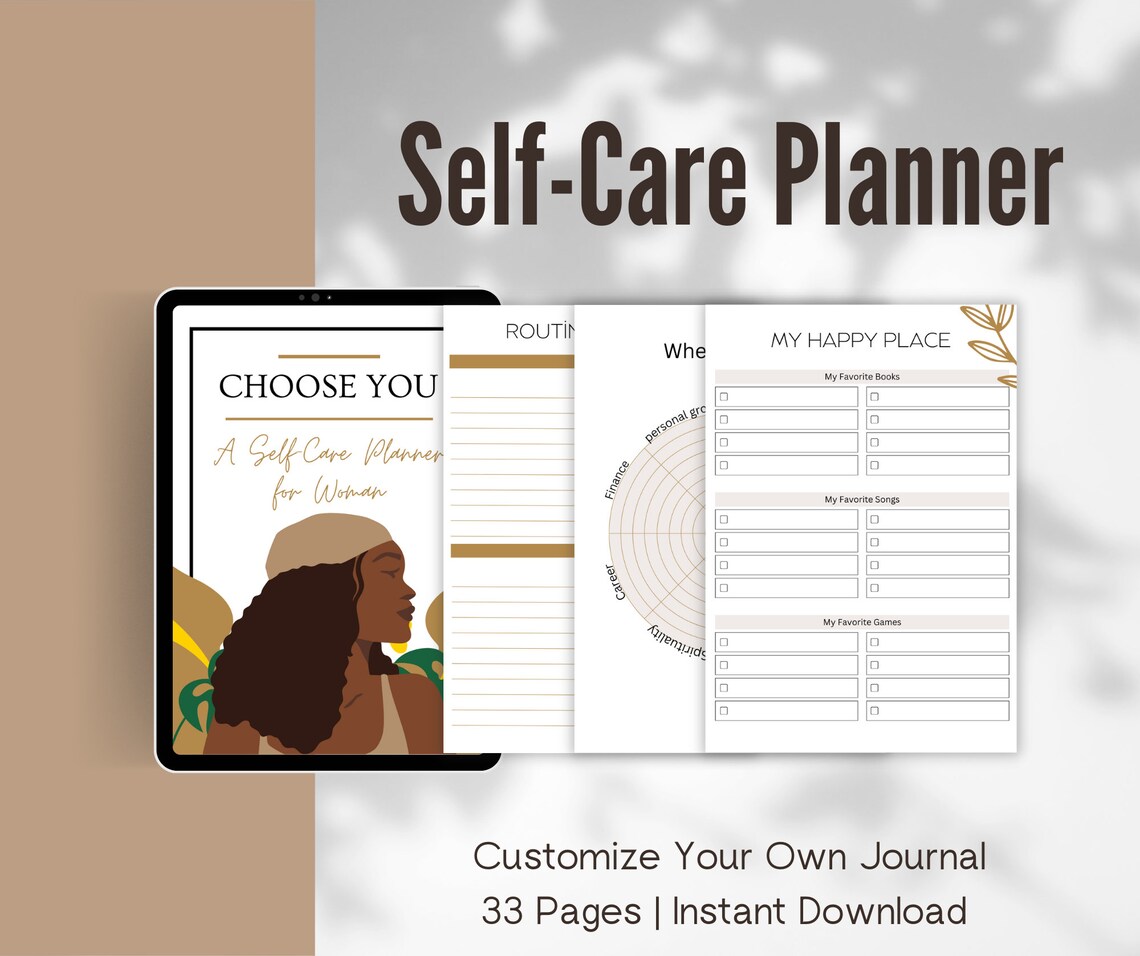 Customizable Digital Self-care Journal Template Set Choose You ...