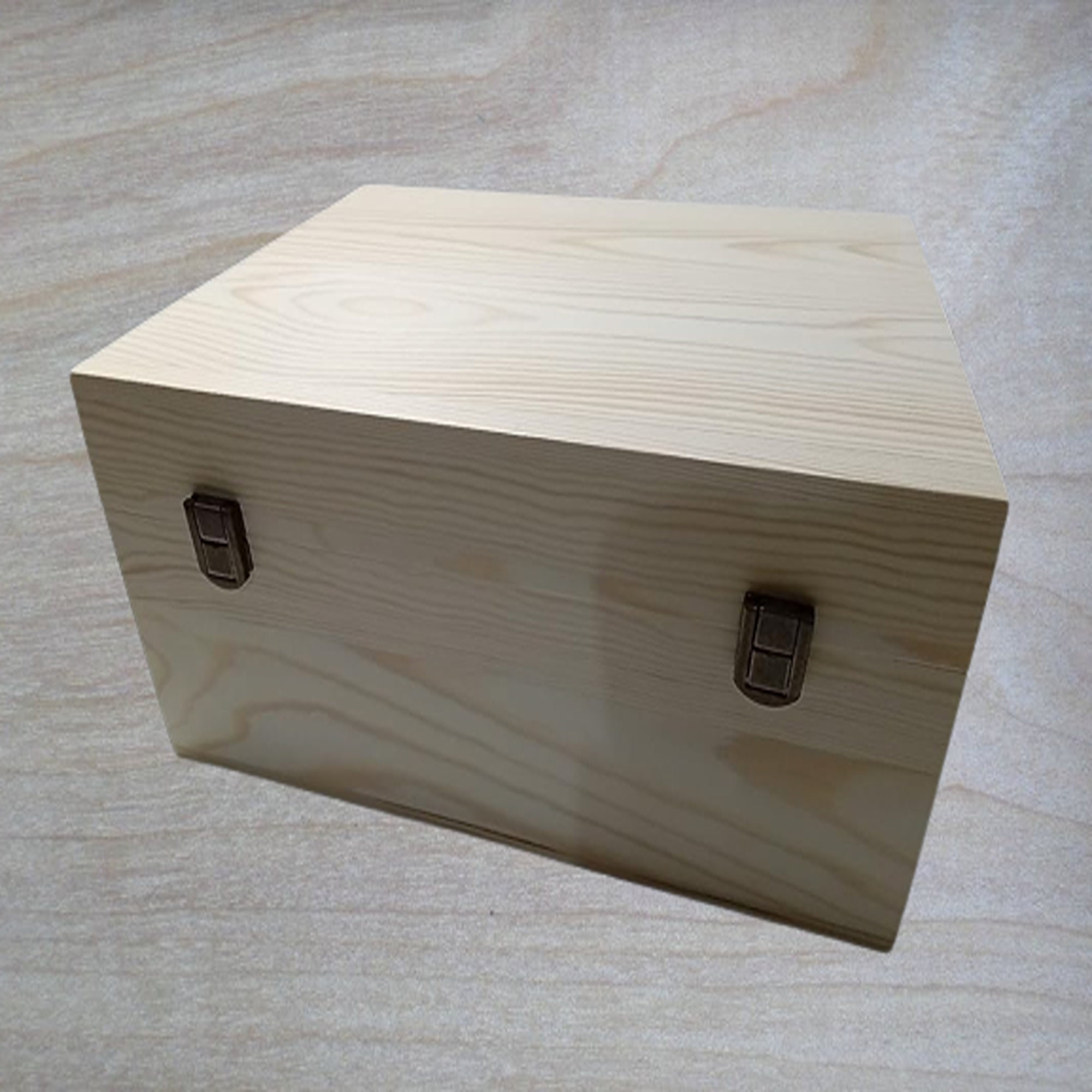 Large Wooden Box Unfinished Wood Box With Hinged Lid Wooden - Etsy