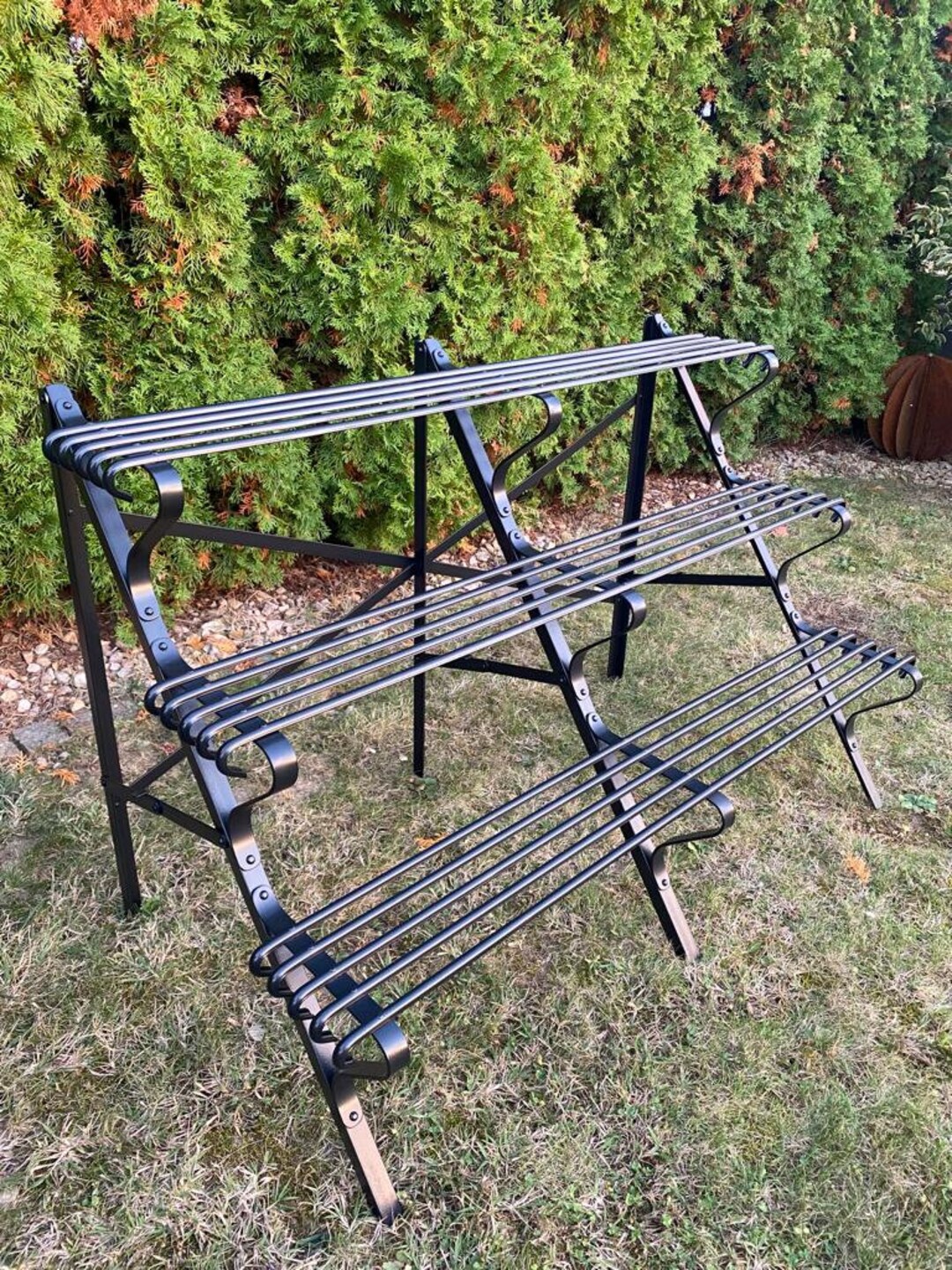 Foldable Plant Stand Arras Style Wrought Iron Black - Etsy