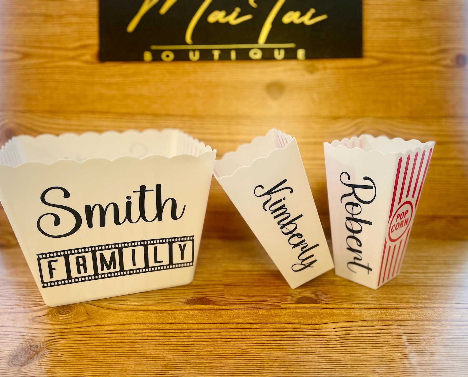 Personalized Family Movie Night Popcorn Buckets • Popcorn Container Set ...
