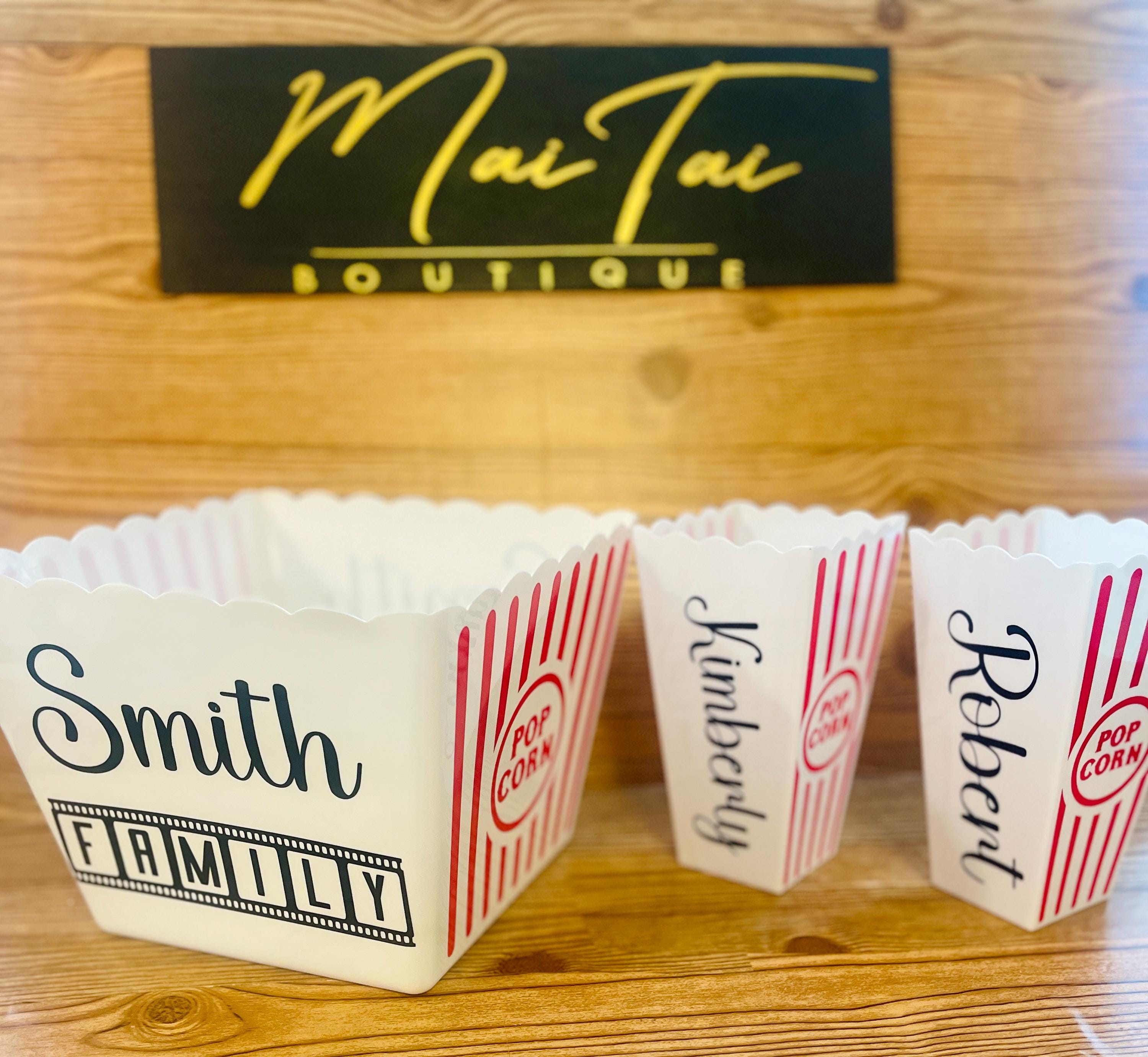 Personalized Family Movie Night Popcorn Buckets • Popcorn Container Set ...