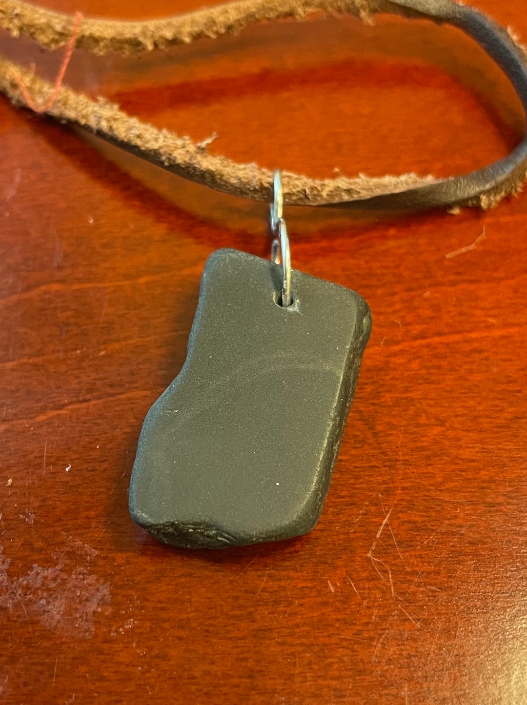 Live-edge Slate Necklace Matte Finish Stone Pendant - Etsy