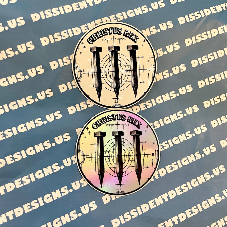 It is Finished Three Nails (christus Rex) - 3" Round - Etsy