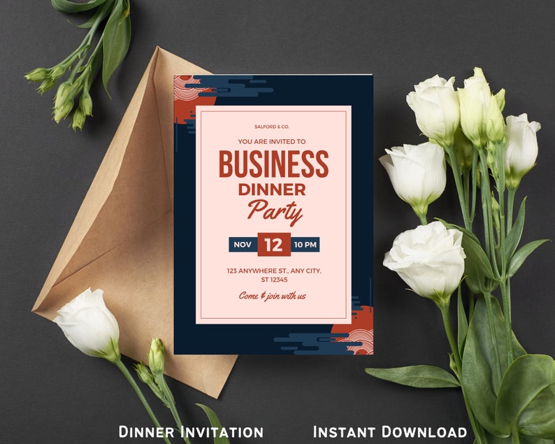 Business Dinner Invitation Template, Corporate Dinner Party Invitation ...