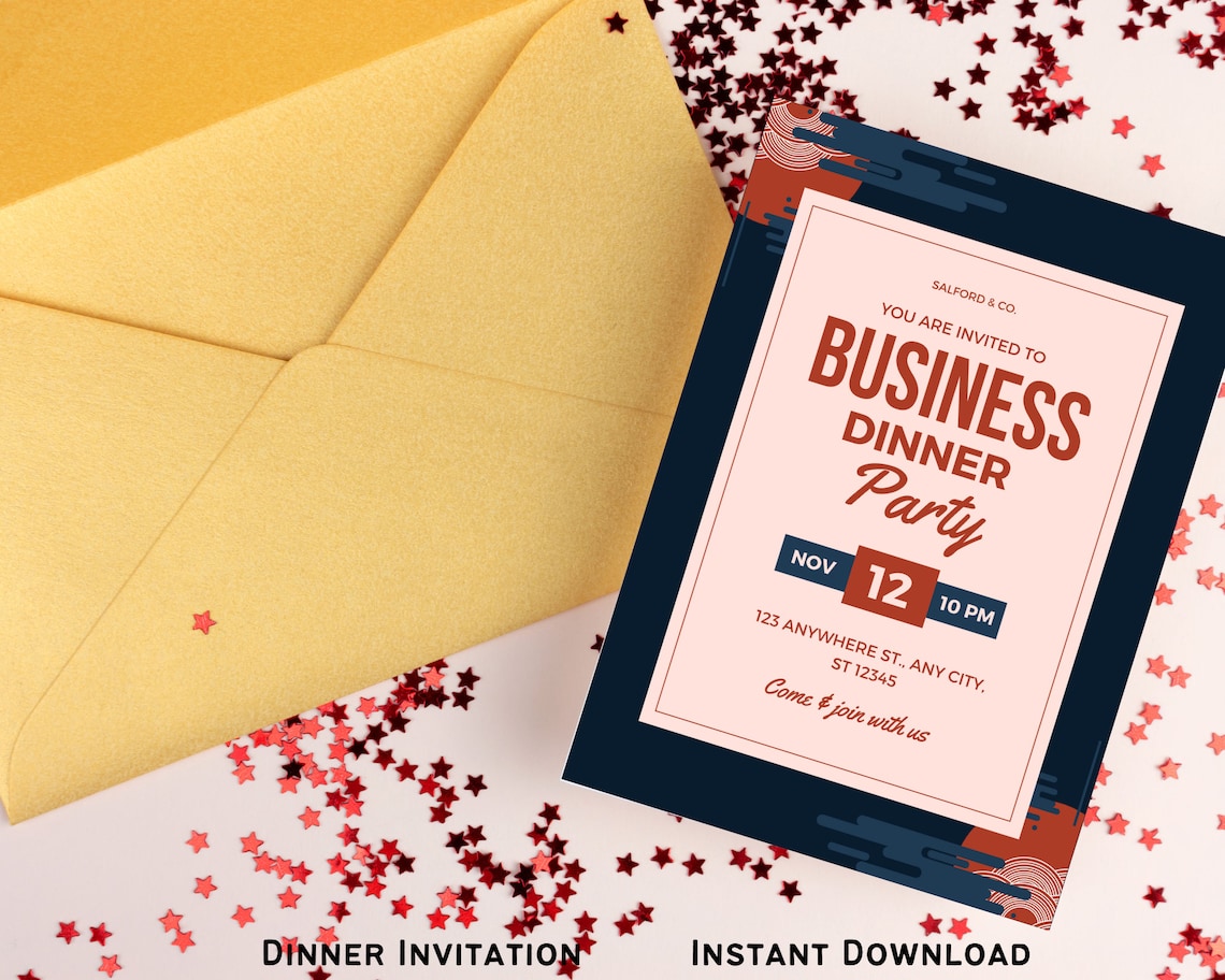 Business Dinner Invitation Template, Corporate Dinner Party Invitation ...