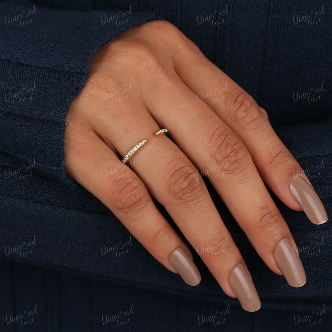 Open Wedding Ring for Engagement Ring Moissanite Ring Stackable Open ...