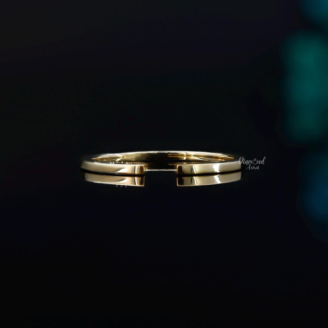Open Cuff Wedding Band for Women Customized Spacer Band Plain Gold Open ...