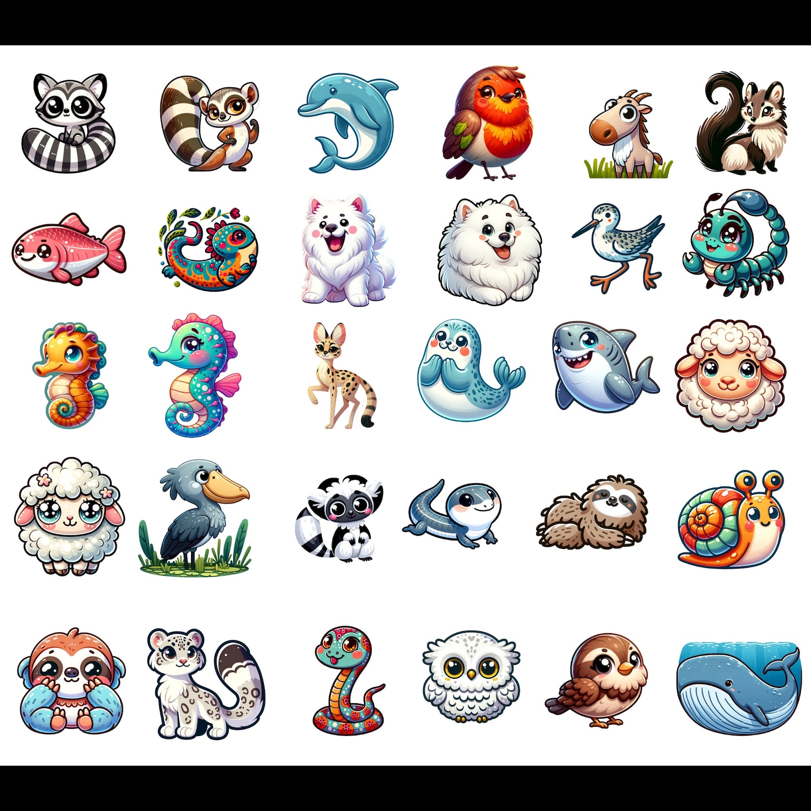 Cute Animals Sticker PNG Bundle Cute Animal Clipart PNG Sublimation ...