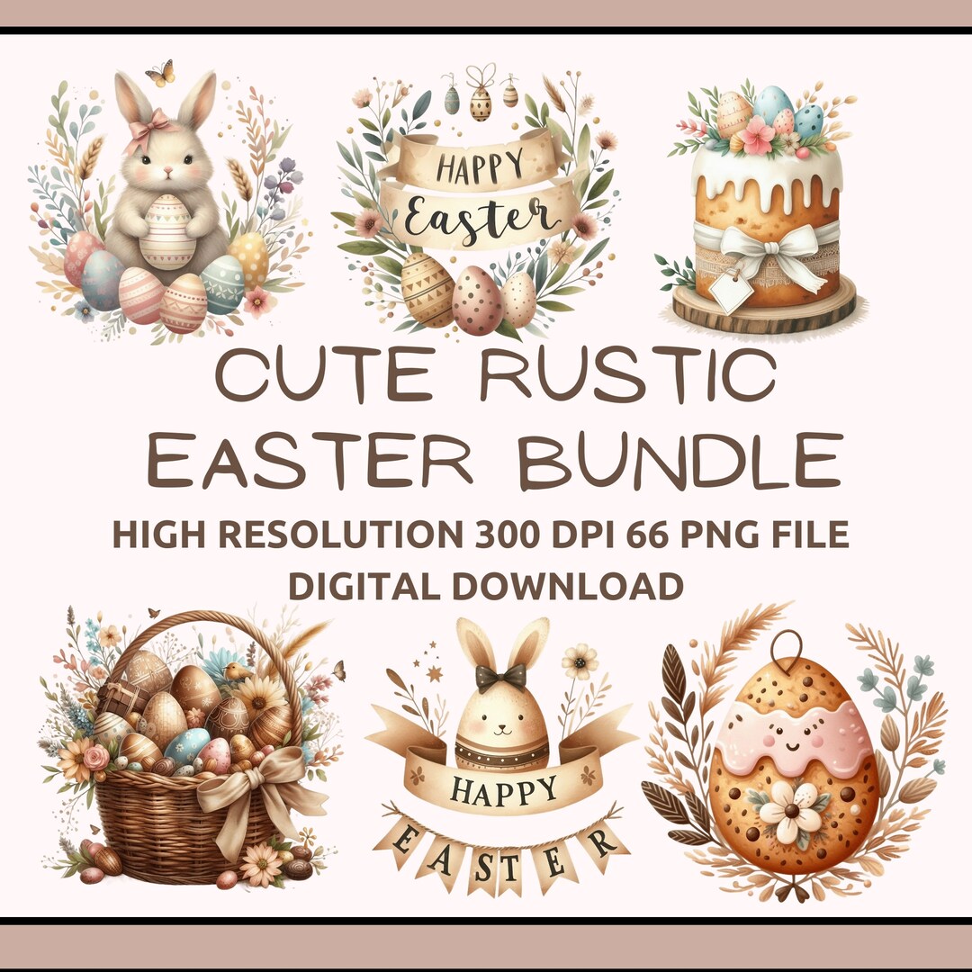 Watercolor Easter Clipart Bundle Easter Bunny Easter Egg Easter Basket ...