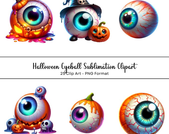 Halloween Eyeball Sublimation Clipart Eyeballs PNG Bundle Halloween ...