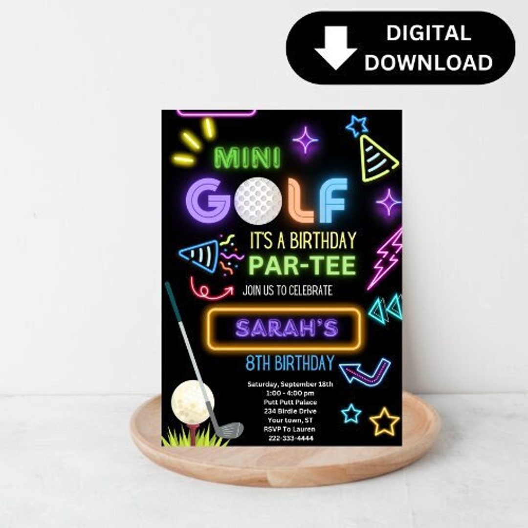 Birthday Invitation Mini Golf Party Invitation Kids Birthday Party Putt ...