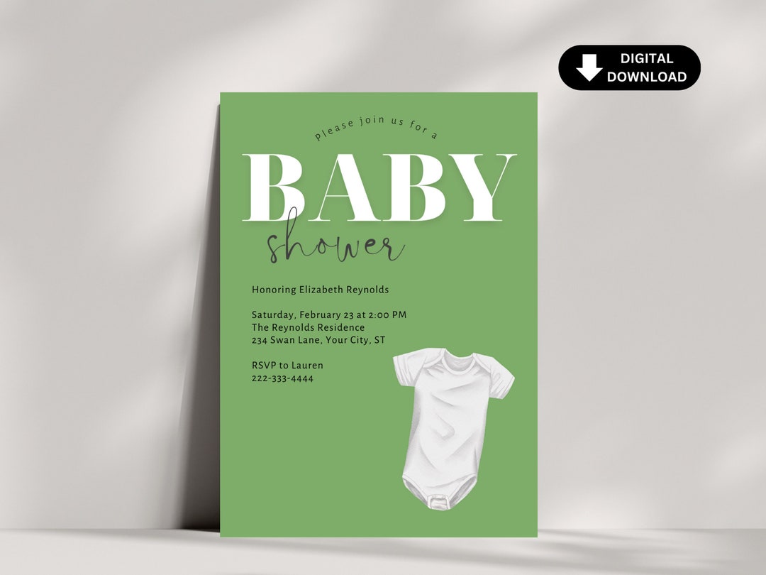 Baby Shower Invitation Simple Neutral Baby Shower Invitation Editable ...