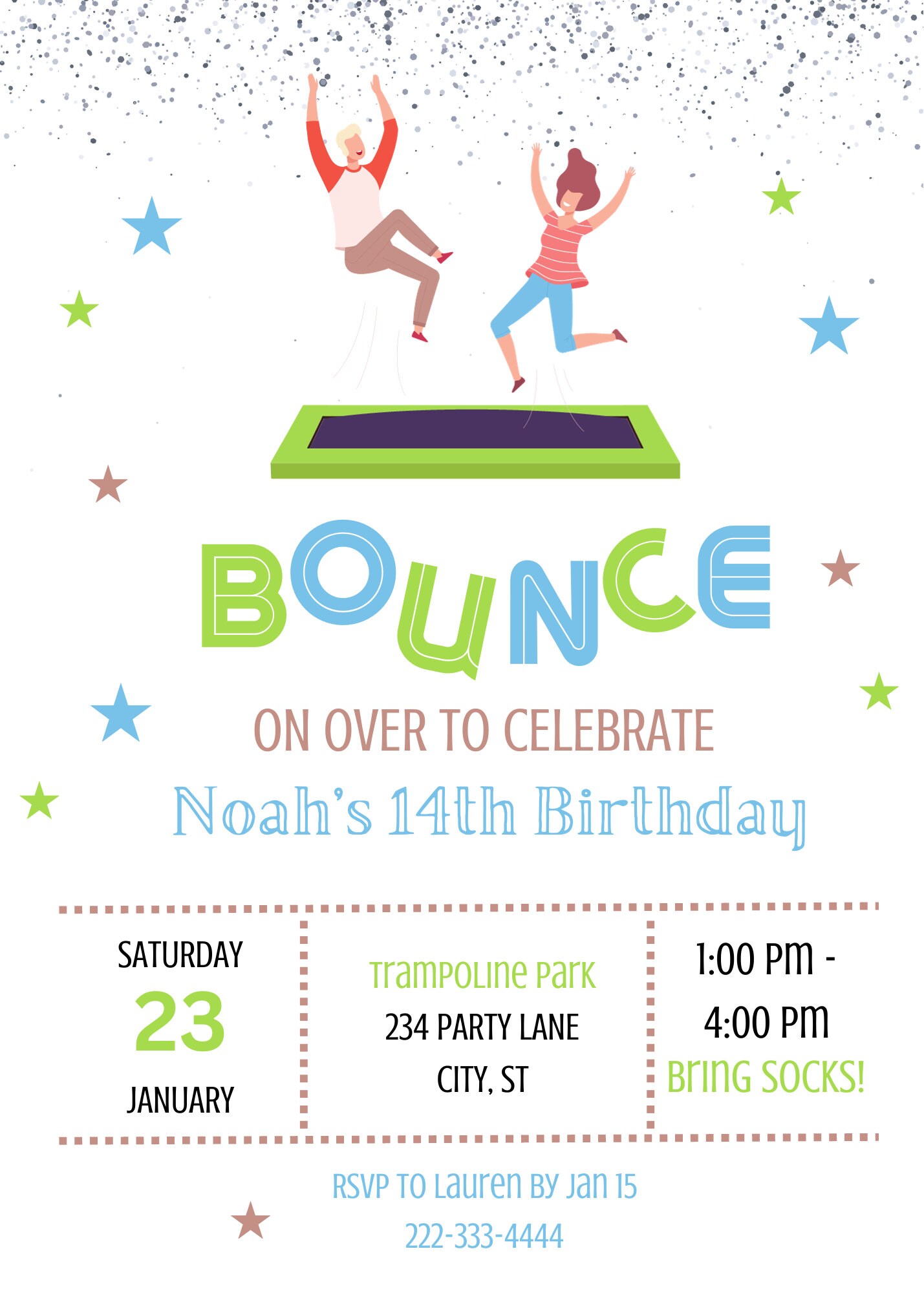 Birthday Invitation Bounce Party Invite Kid Birthday Trampoline ...