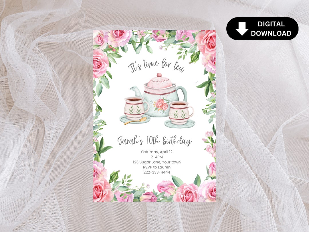 Birthday Invitation Tea Party Invitation Kid Birthday Tea Party ...