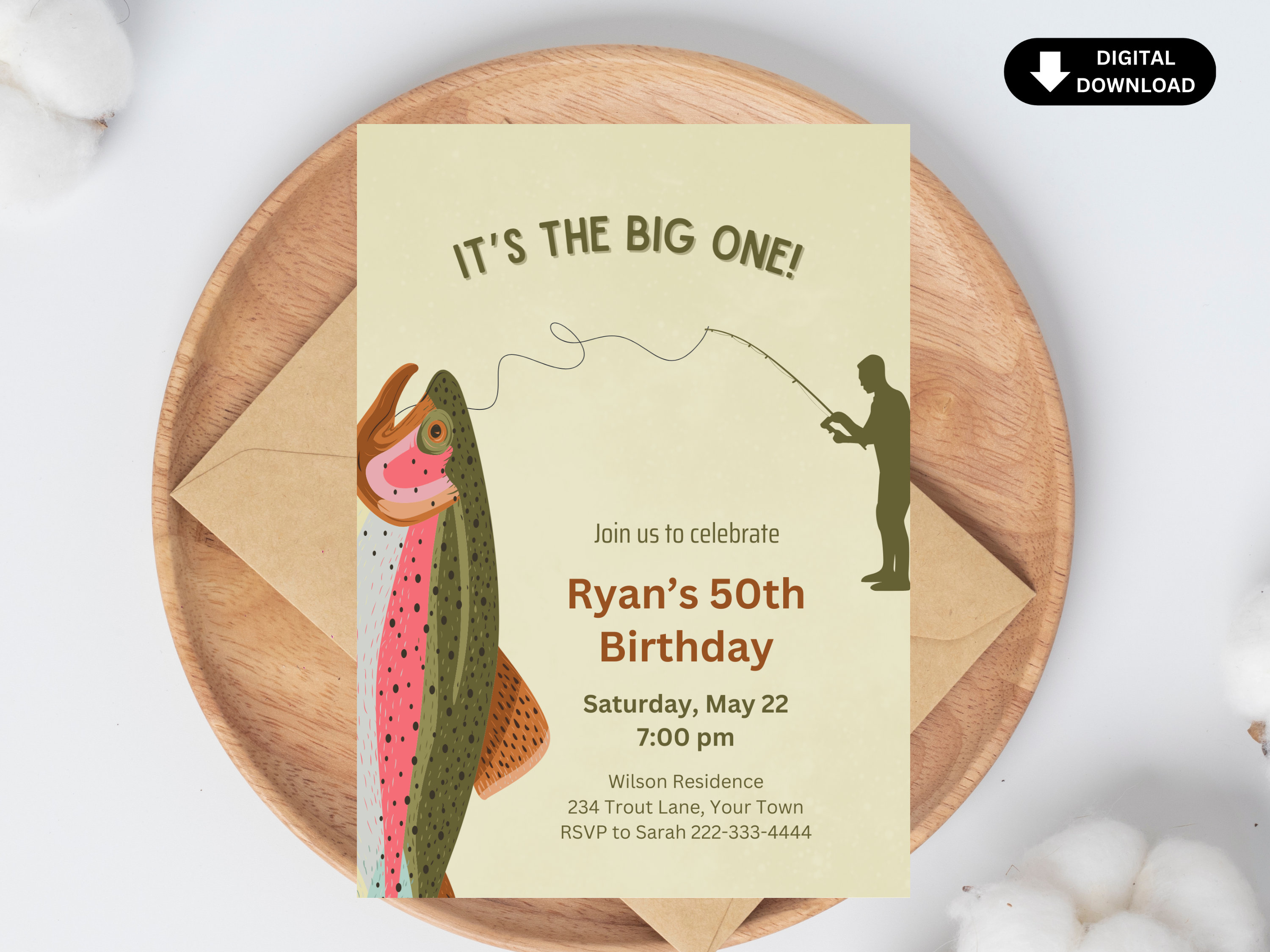 Birthday Invitation Big Fish Birthday Party Invite Fishing Editable ...