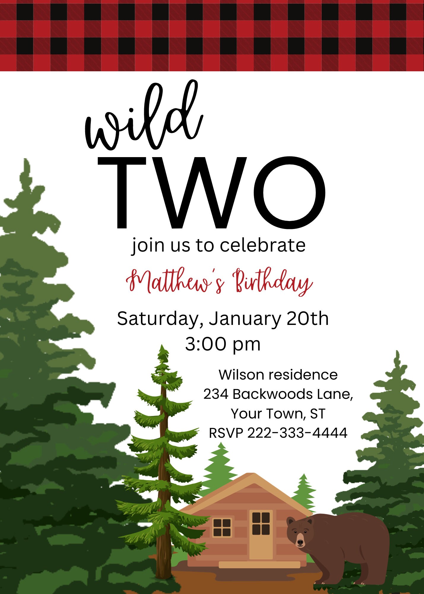 Birthday Invitation Forest Kid Birthday Invite Woodland Birthday ...