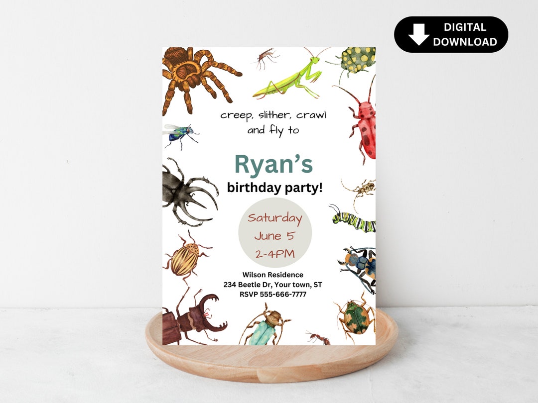Birthday Invitation Bug Party Invite Kid Birthday Invitation Bug ...